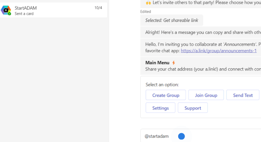 Teams - How to create a shareable group link - StartADAM